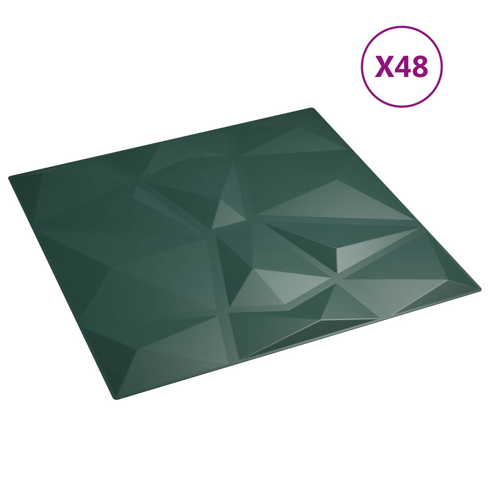 Wall Panels 48 pcs Green 50 x 50 cm XPS Foam £149.99 GBP